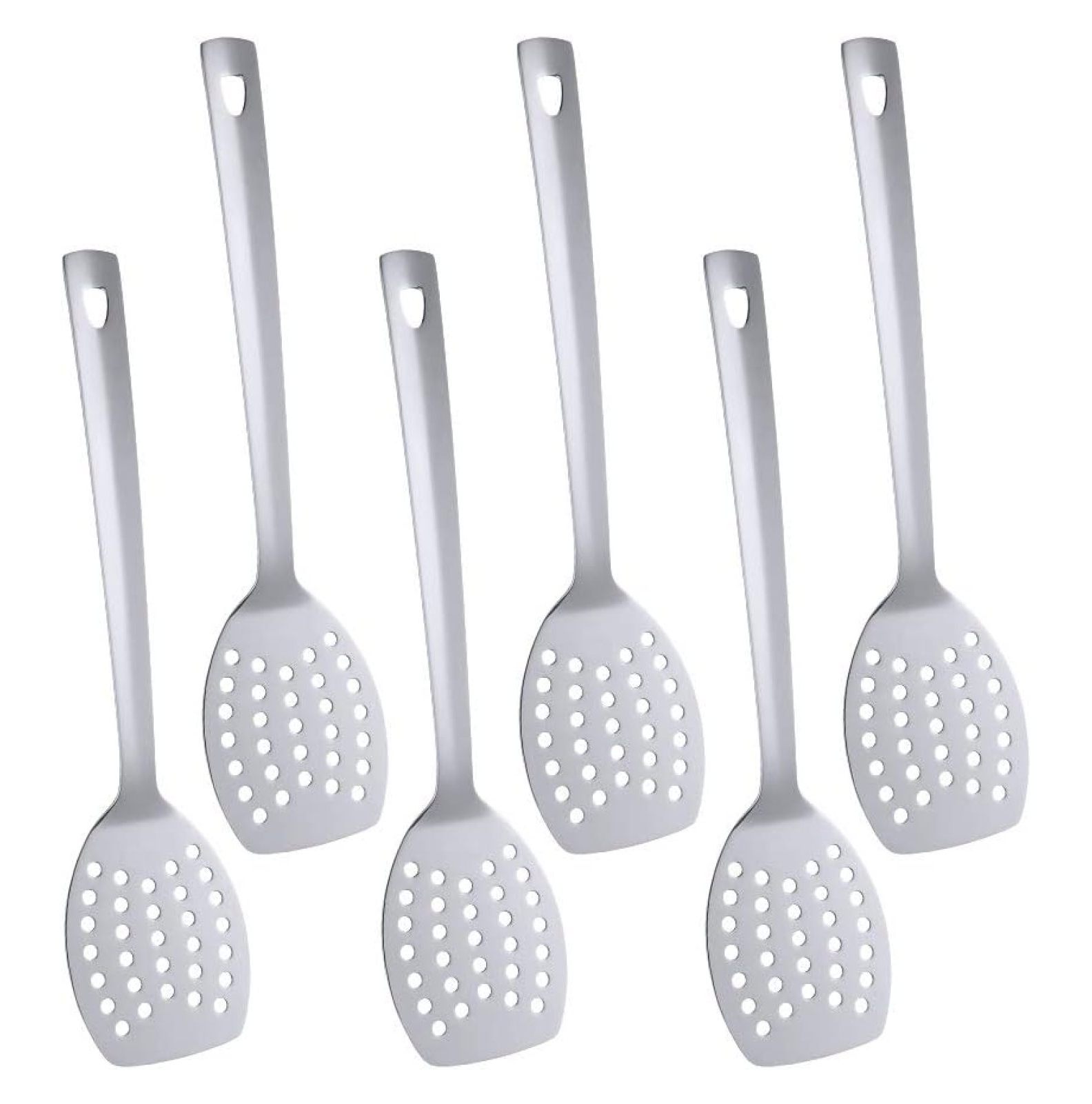 6 Pcs Silver Slotted , Stainless Steel Titanium Plated Spatula ...