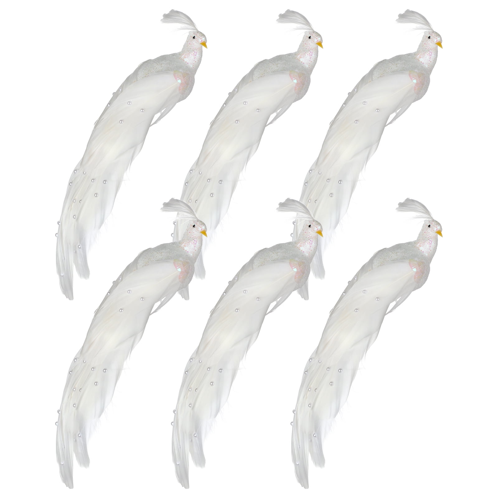 6 Pcs Simulation Feather White Pearl Peacock Artificial Simulation Foam ...