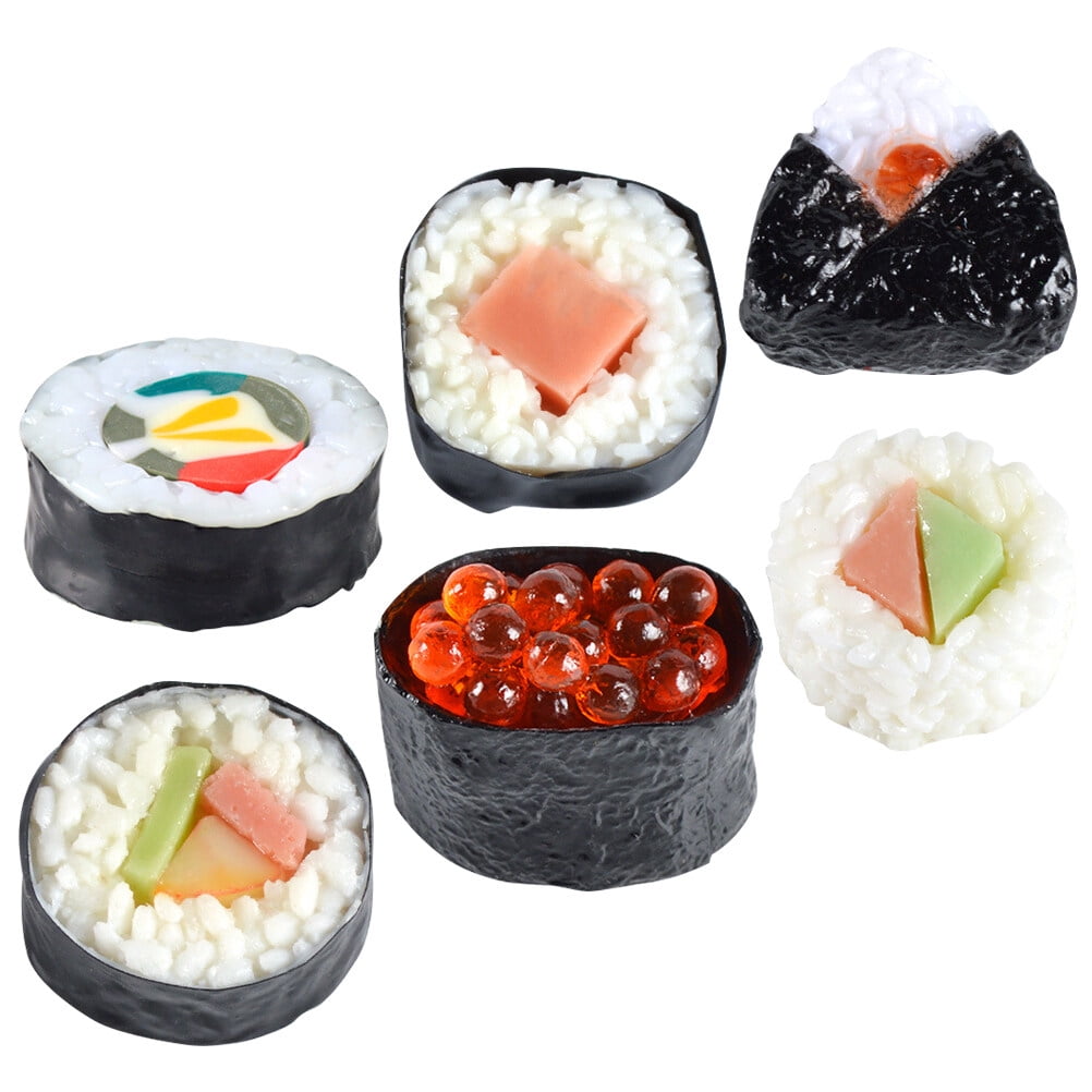 6 Pcs Simulation Sushi Japanese Decor Lifelike Sushi Model Fake Sushi ...