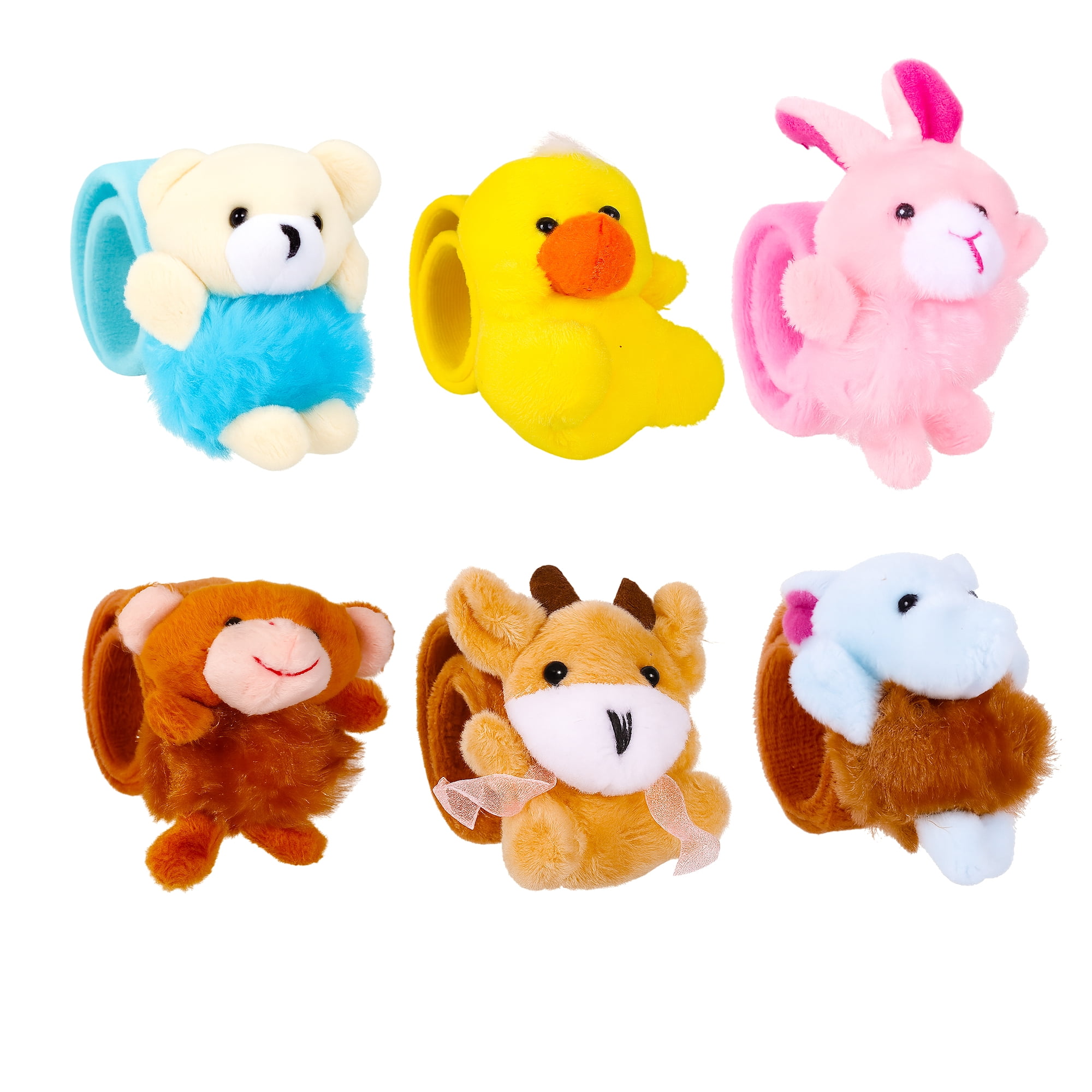 6 Pcs Slap Bracelet Stuffed Animal for Kids Cute Animal Slap Bracelets ...