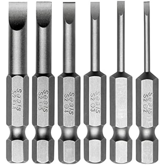 6 Pcs Slotted Screwdriver Bit Set Magnetic Flat Head Bits 2.0-6.0mm S2 ...