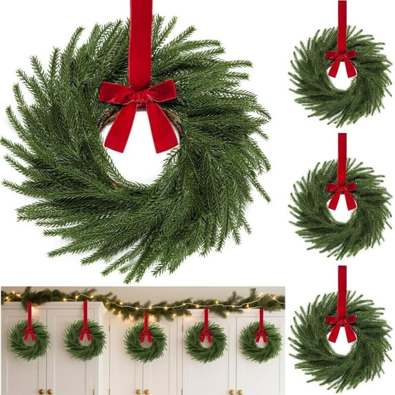 6 Pcs Small Christmas Wreaths for Windows Kitchen Cabinets, Mini ...