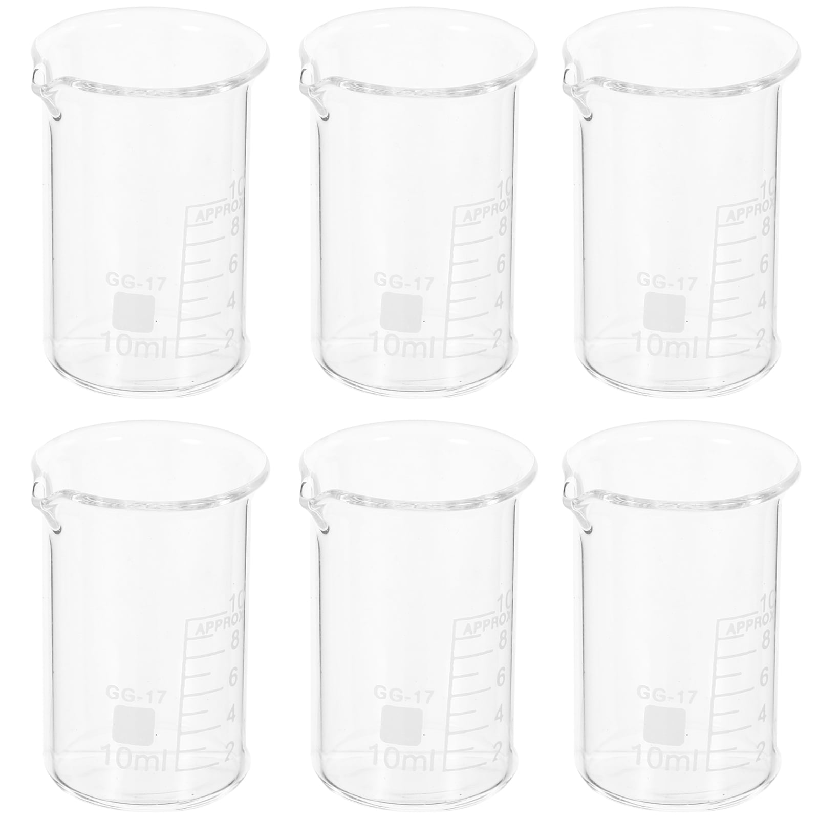 6 Pcs Small Glass Beaker 10ml Experimental Equipment Chemistry ...