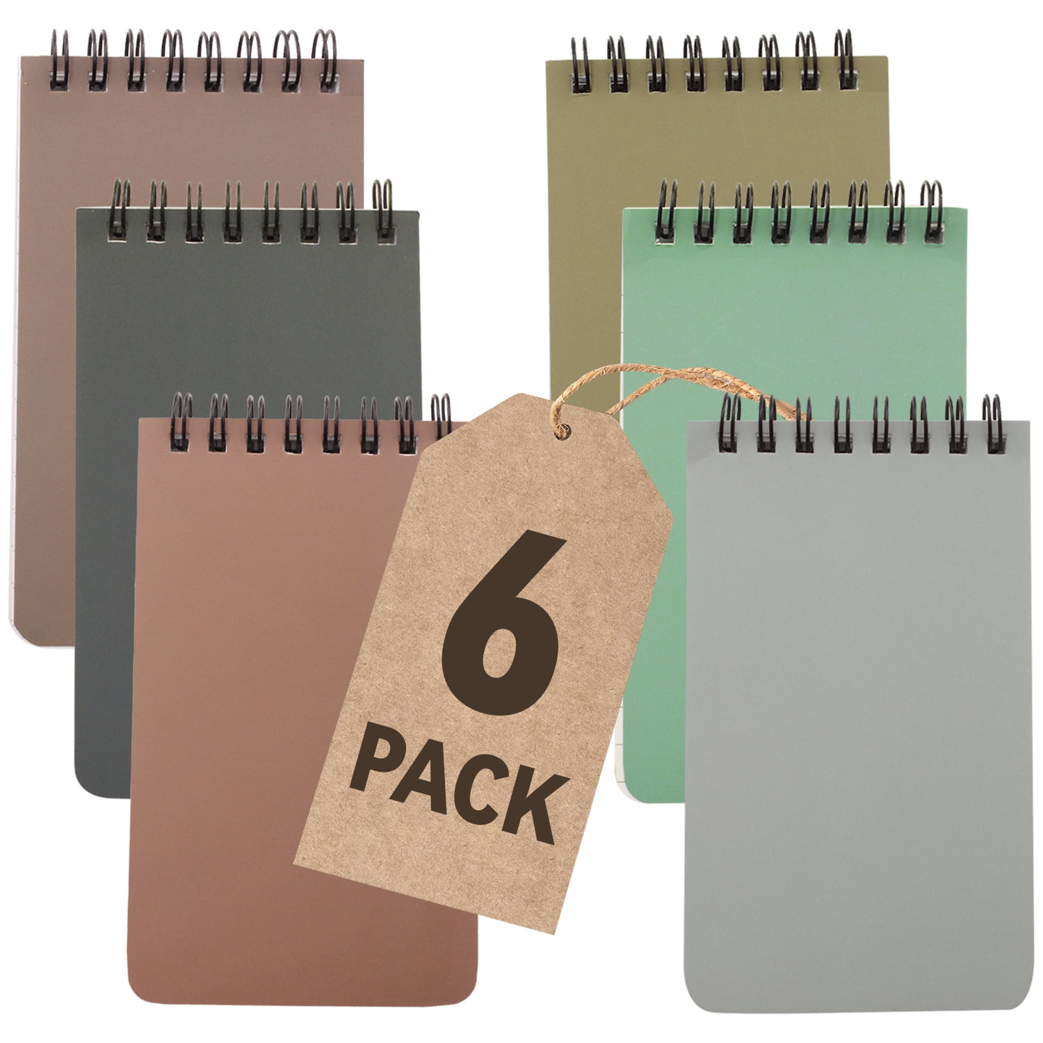 6 Pcs Small Lined Pocket Notebooks 3" x 5", Boho Mini Little Spiral ...