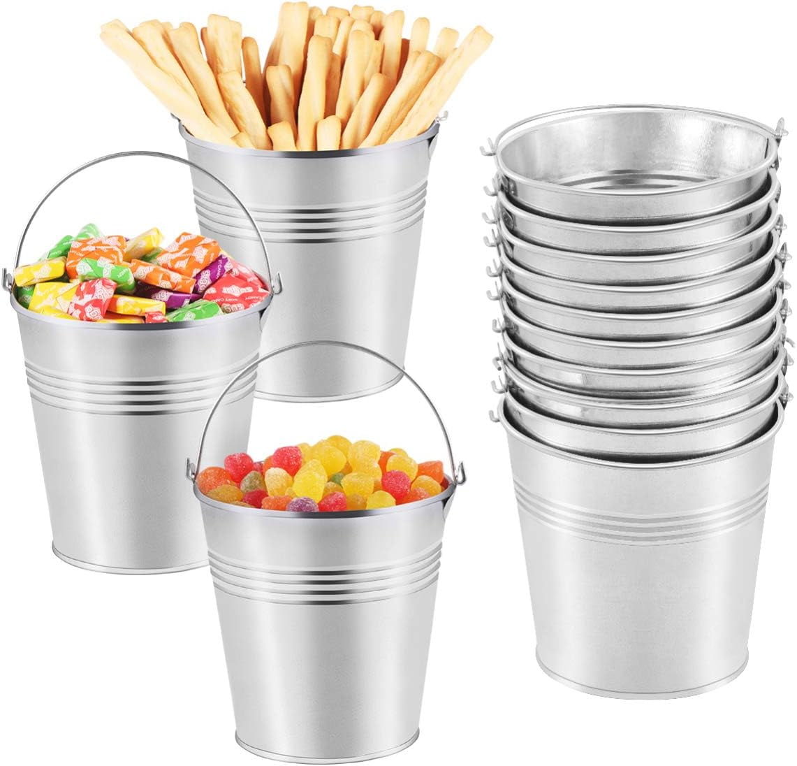 6 Pcs Small Metal Buckets with Handle Mini Round Flower Pot Plant ...