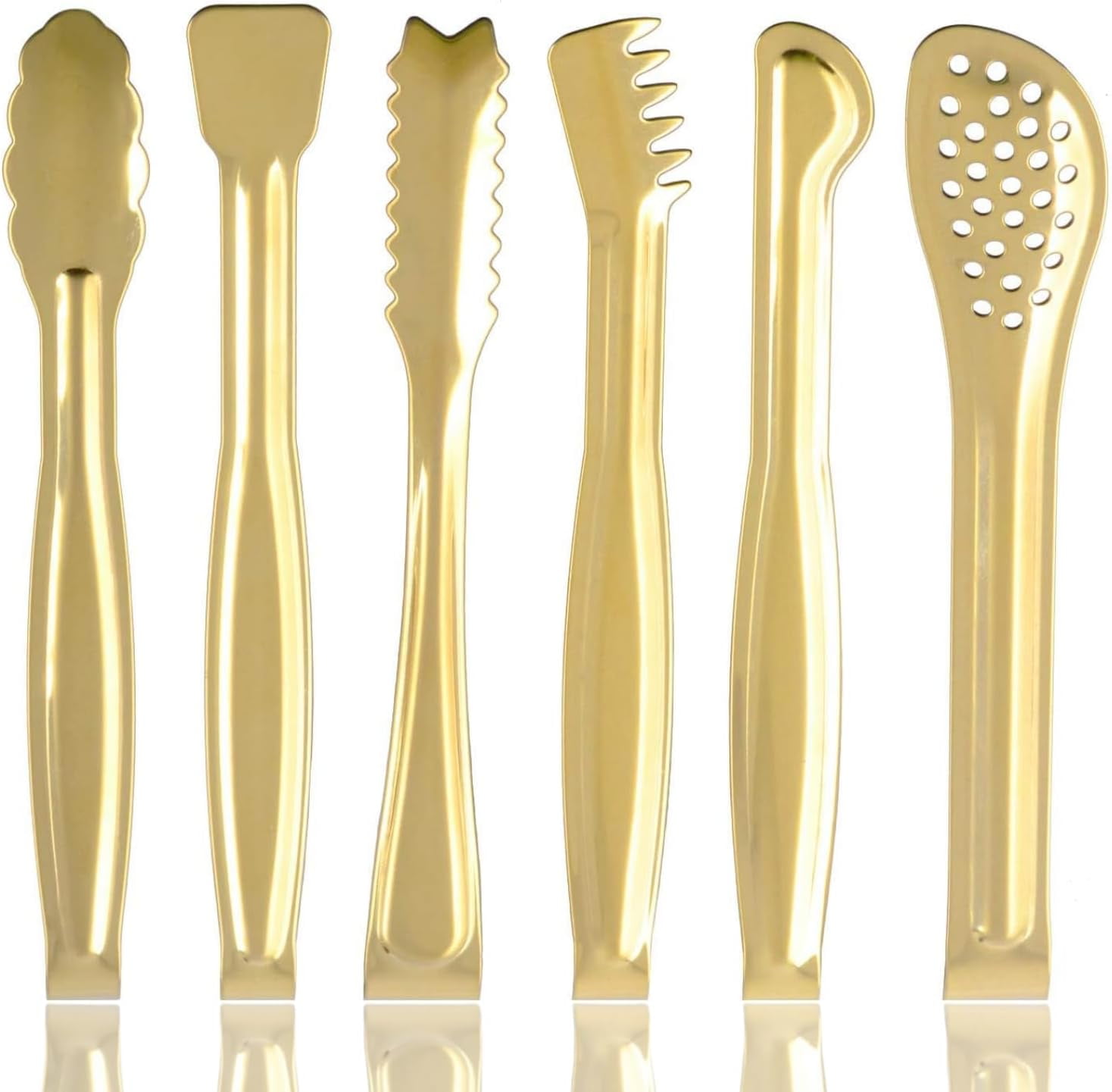 6 Pcs Small Serving Tongs Stainless Steel Buffet Tongs Appetizers Tongs ...