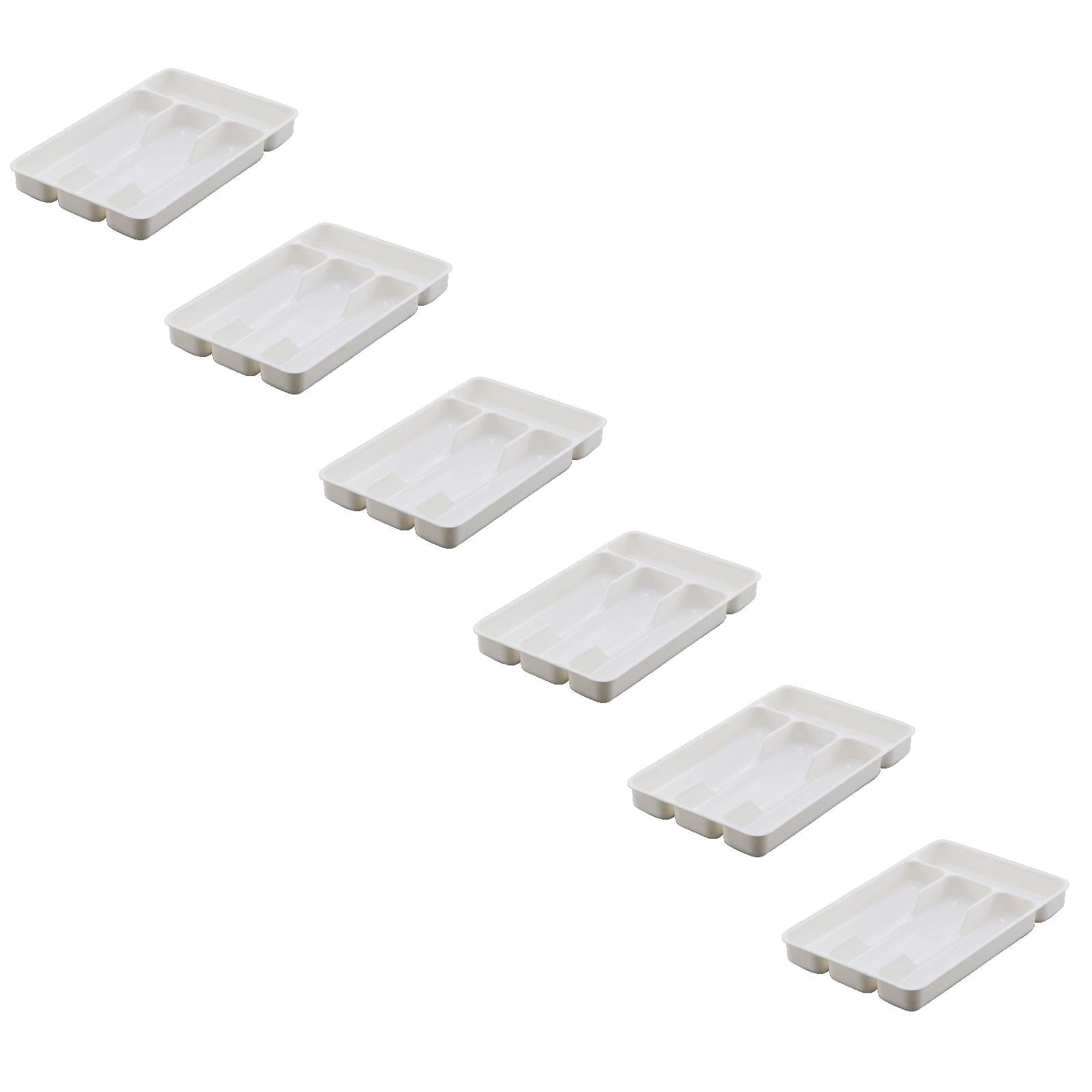 6 Pcs Small Silverware Tray,4 Compartment Flatware Organizer,Plastic ...