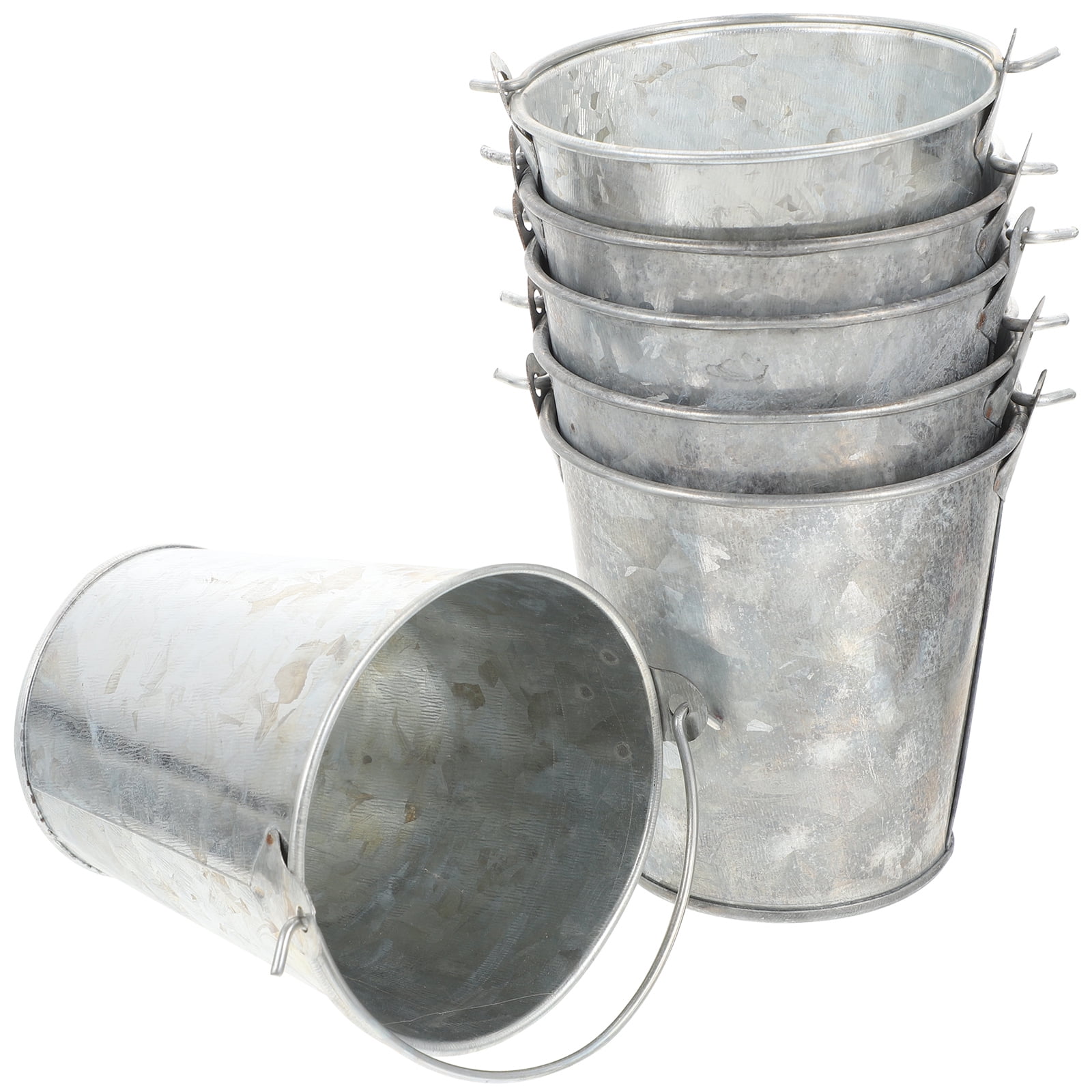 6 Pcs Small Tin Bucket Flowerpot Garden Planter Decor Vintage Drum for ...