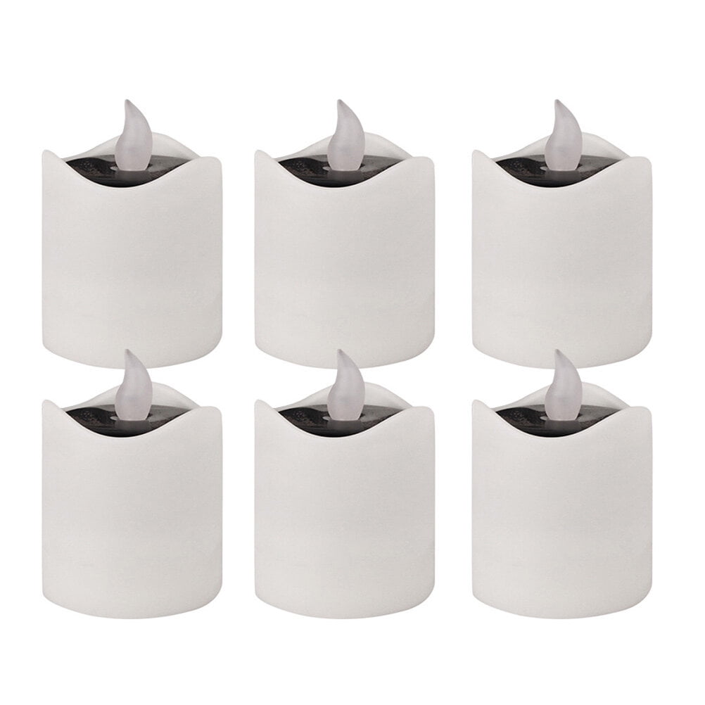 6 Pcs Solar Rechargeable Candle Light Tea Wax Lamp Tealights Outdoor ...