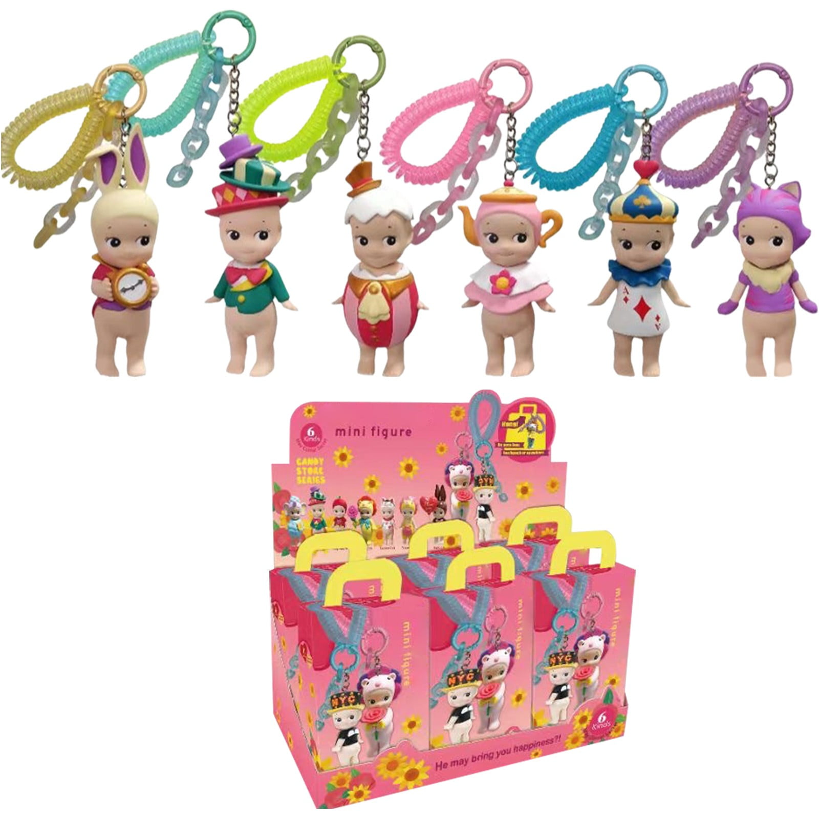 6 Pcs Sonny Angel Babies Keychains, Japanese Good Luck Series ...