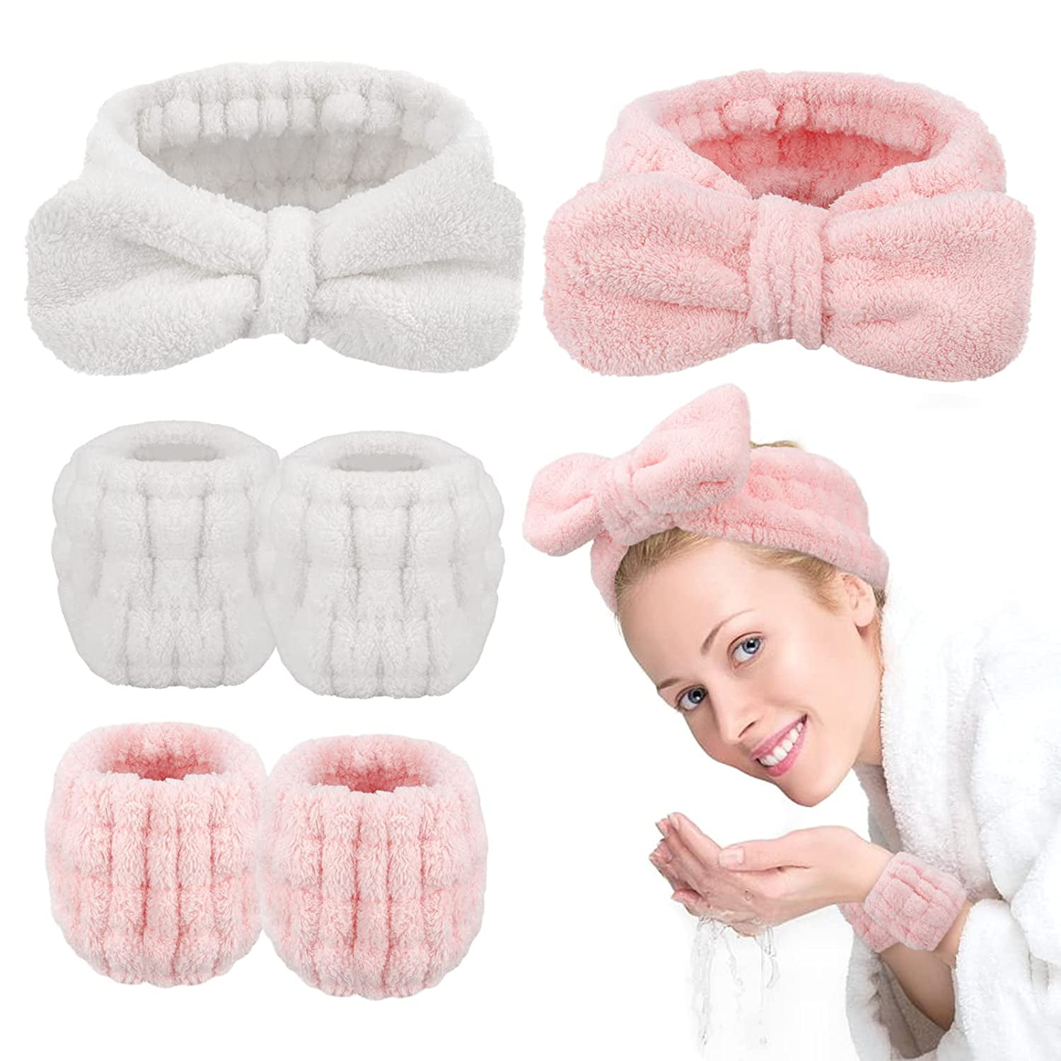 6 Pcs Spa Headband Wrist Washband Scrunchies Cuffs for Washing Face ...