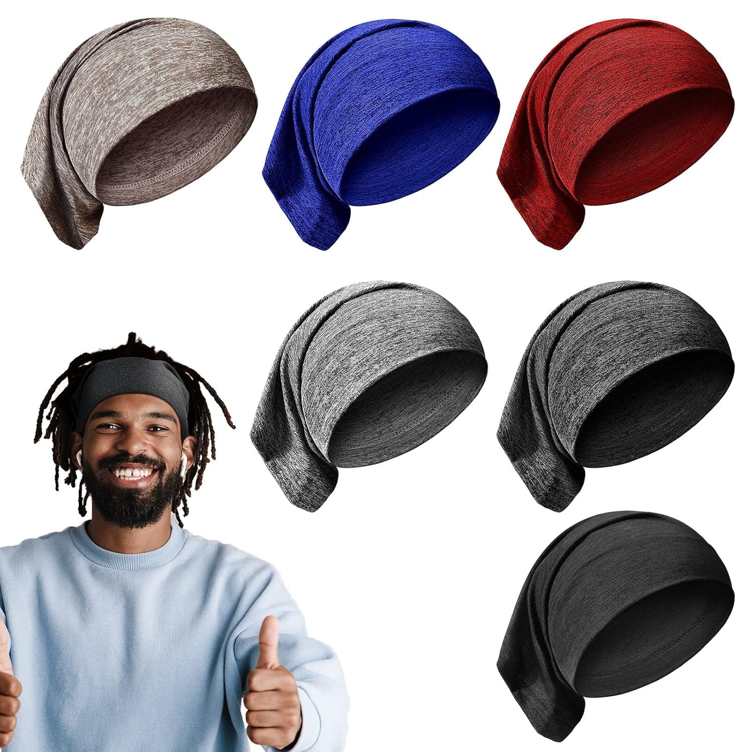 6 Pcs Spandex Dreadlock Cap Dreadlock Tube Bands Unisex Men Women ...