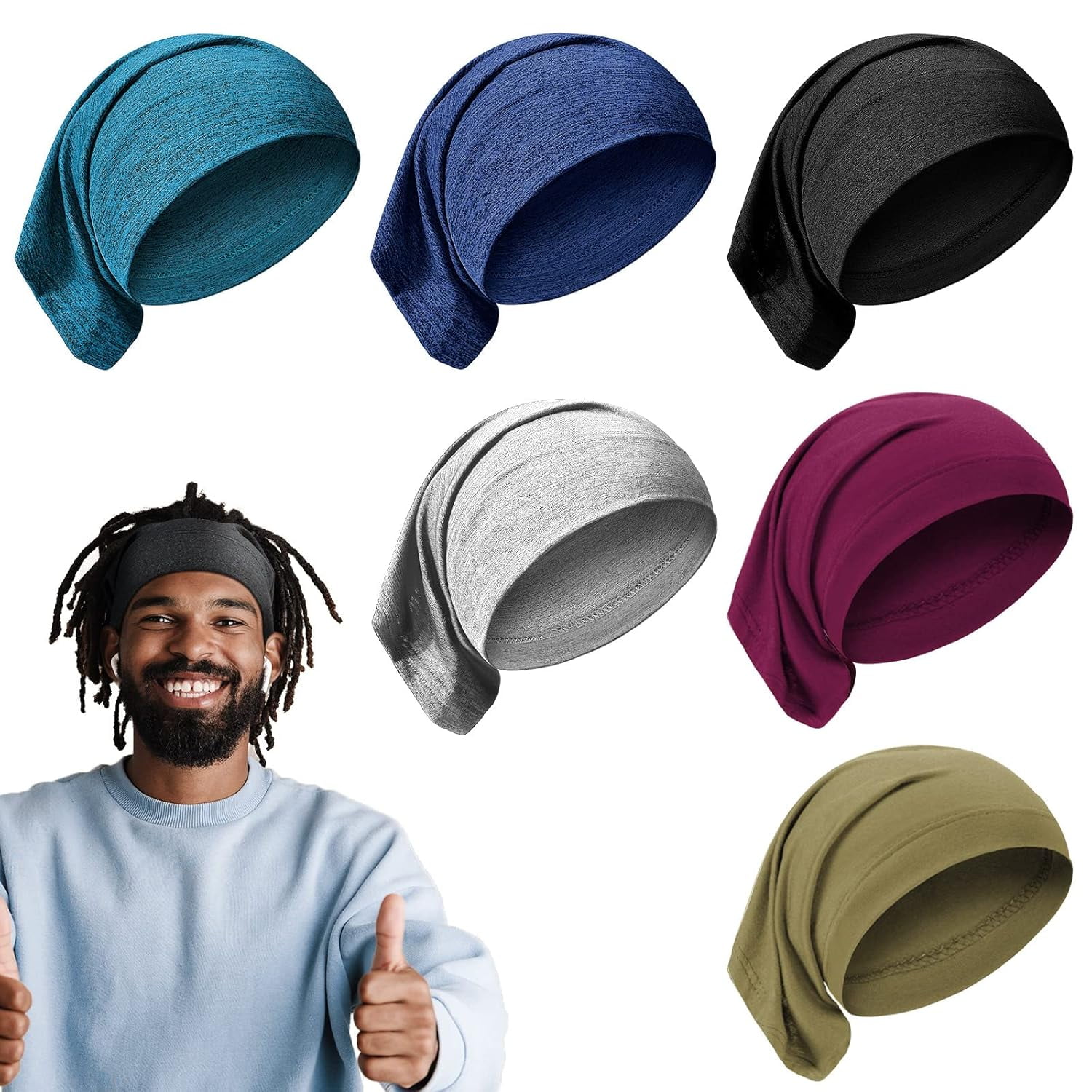 6 Pcs Spandex Dreadlock Cap Dreadlock Tube Bands Unisex Men Women ...