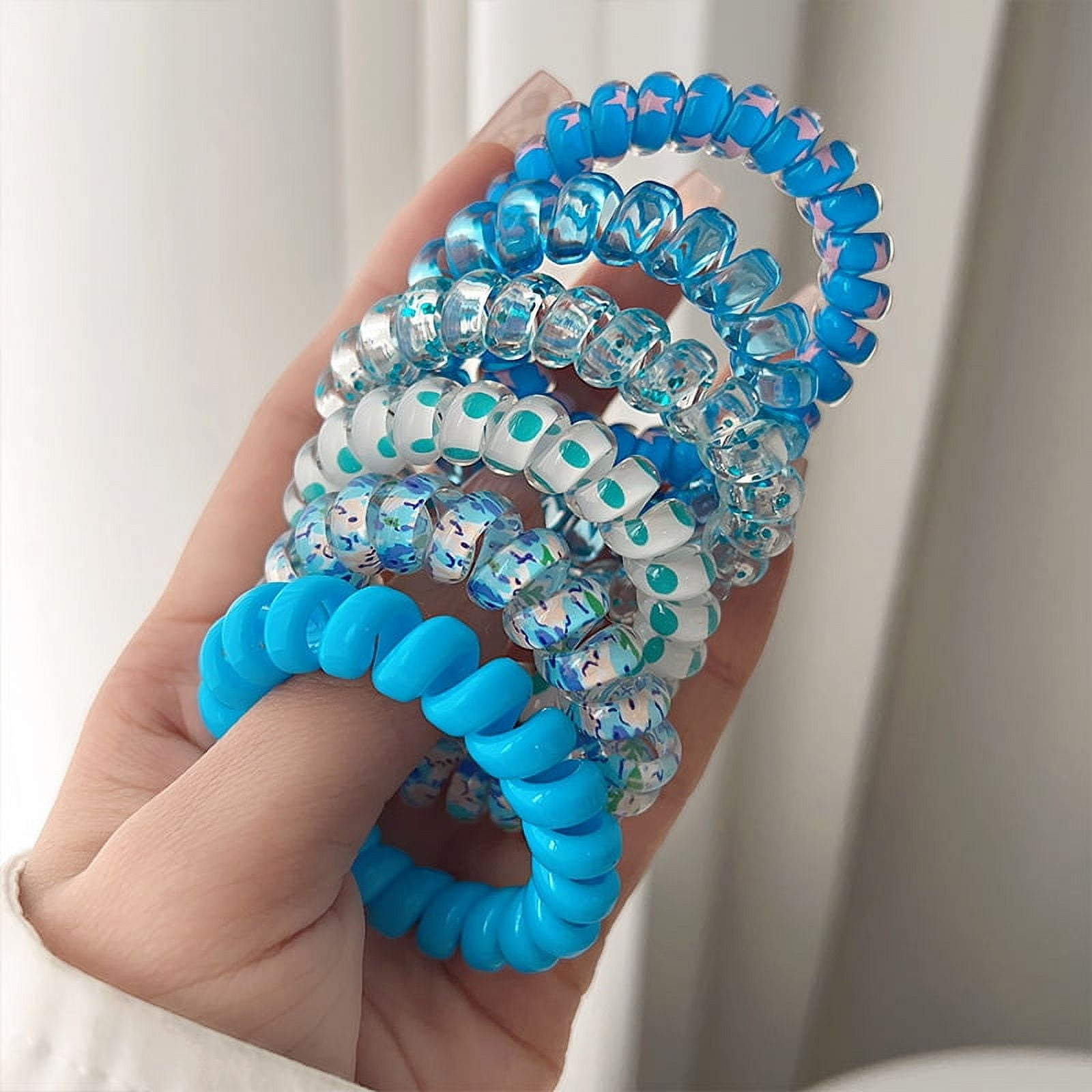 6 Pcs Spiral Hair Ties Non-Soaking Traceless Phone Cord Hair Ties ...