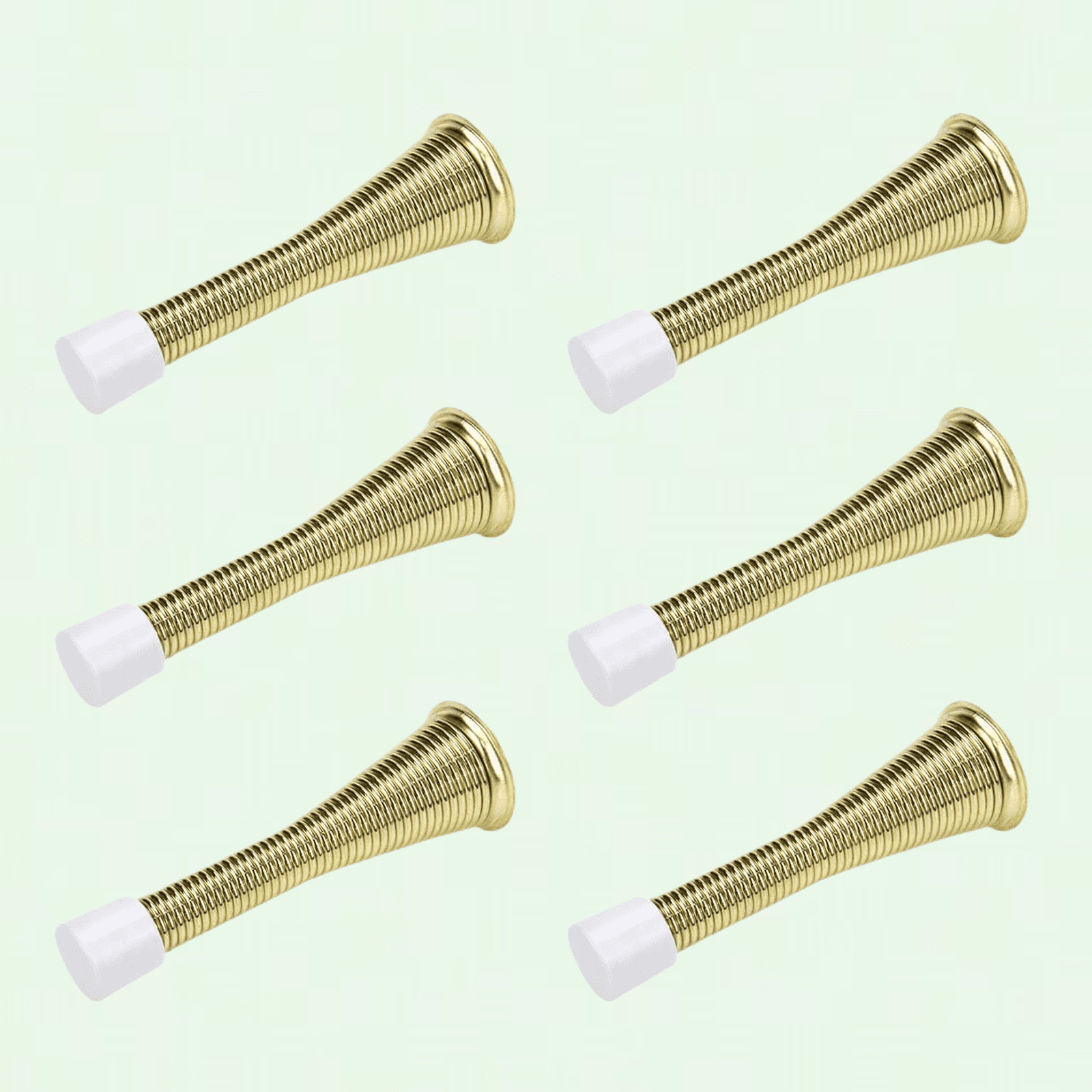 6 Pcs Spring Flexible Door Stops, Rubber Bumper Tips, White and Light ...