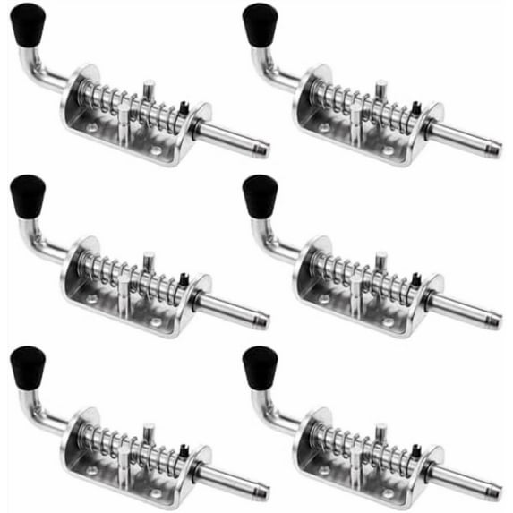 6 Pcs Spring Loaded Gate Latch Pin Barrel Bolt 6" Stem Durable Zinc ...