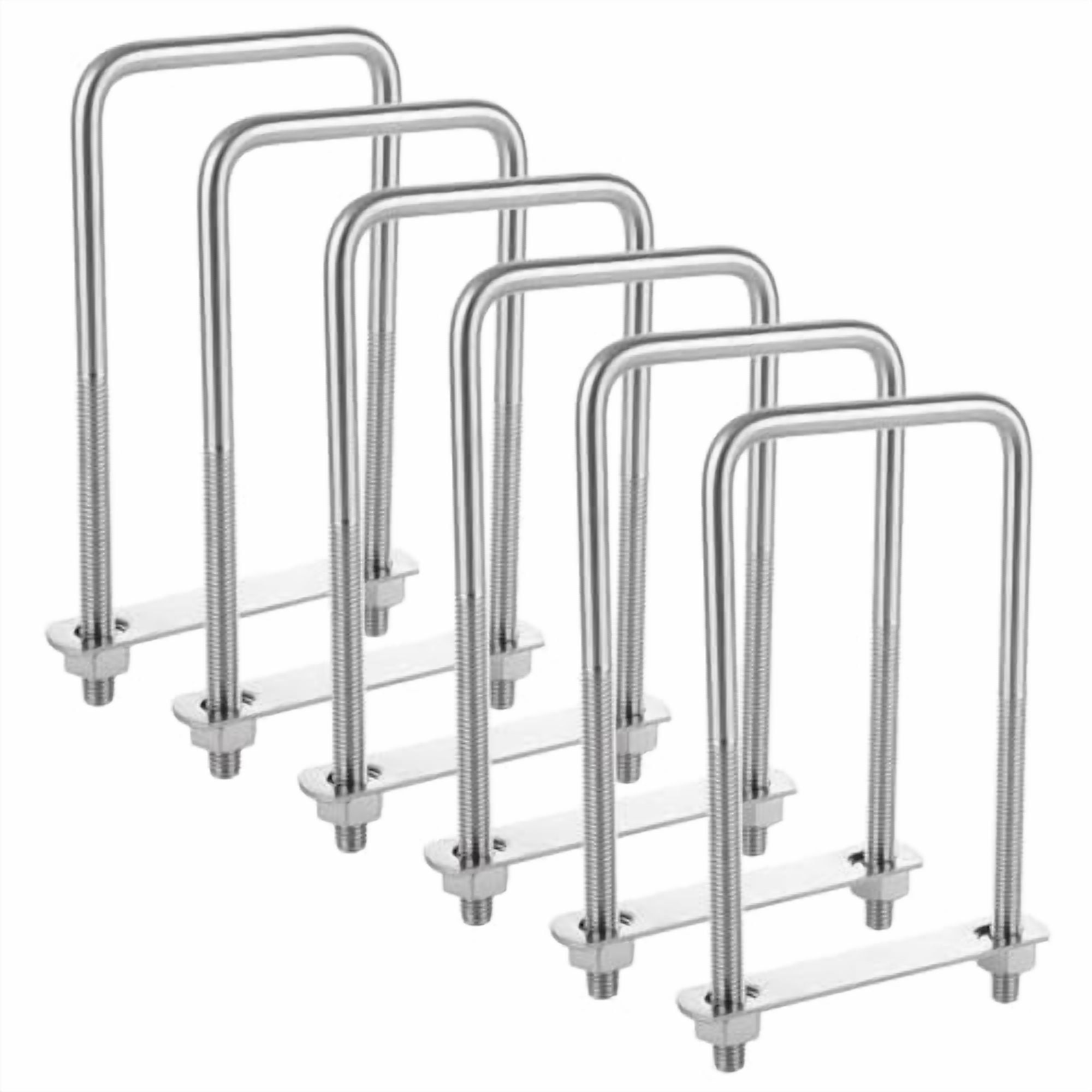 6 Pcs Square U Bolt (3/8'' x 3'' x 7''), 304 Stainless Steel U-Bolts ...