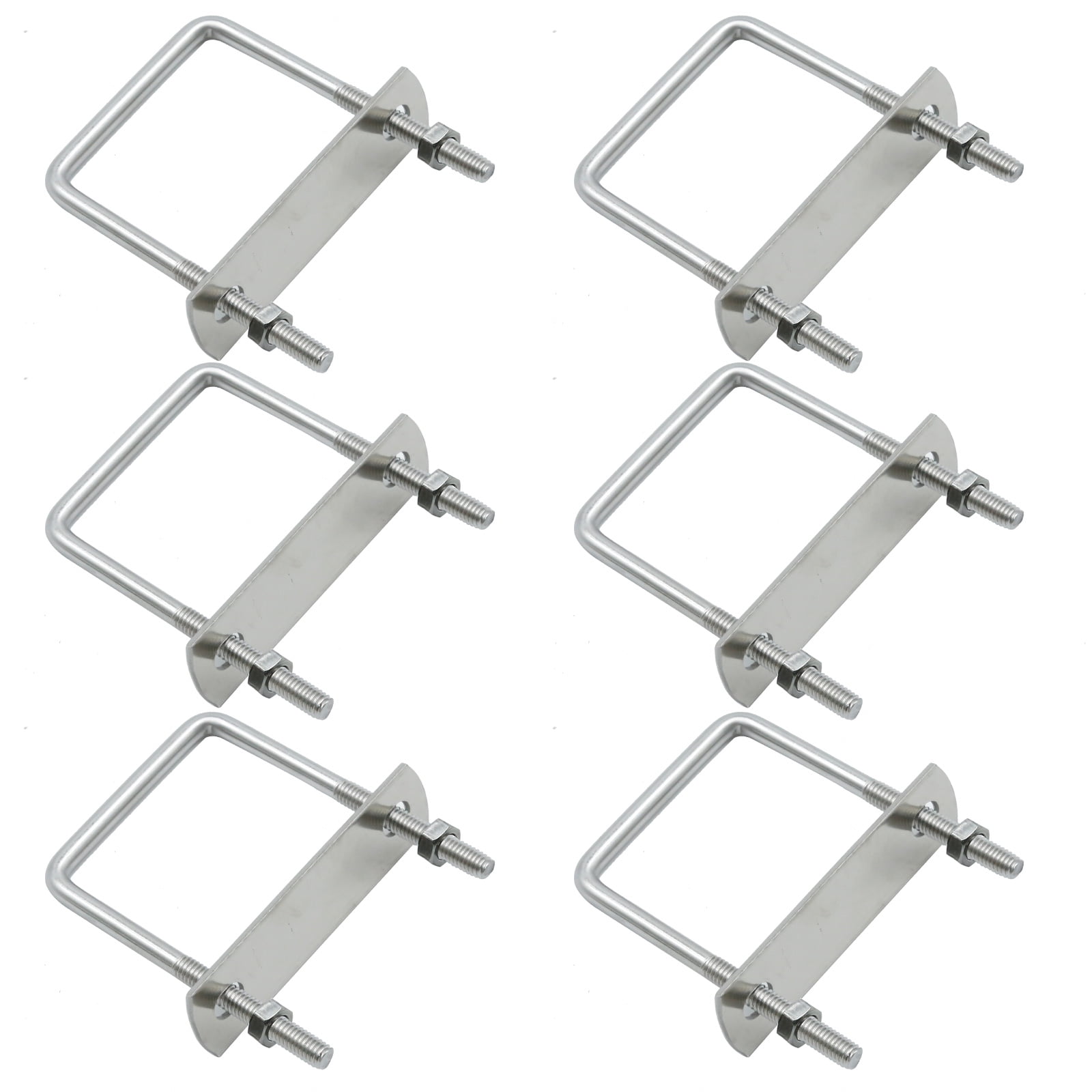 6 Pcs Square U-Bolts, 2"/50mm Inner Width 304 Stainless Steel, U-Shaped ...
