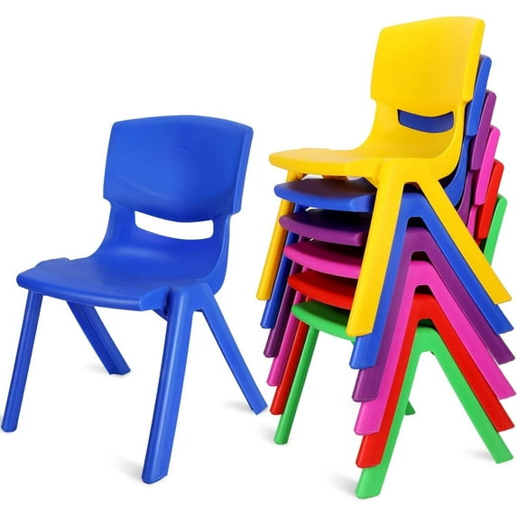 6 Pcs Stackable School Chairs Kids Plastic Stack Chairs L-Shaped Chair ...