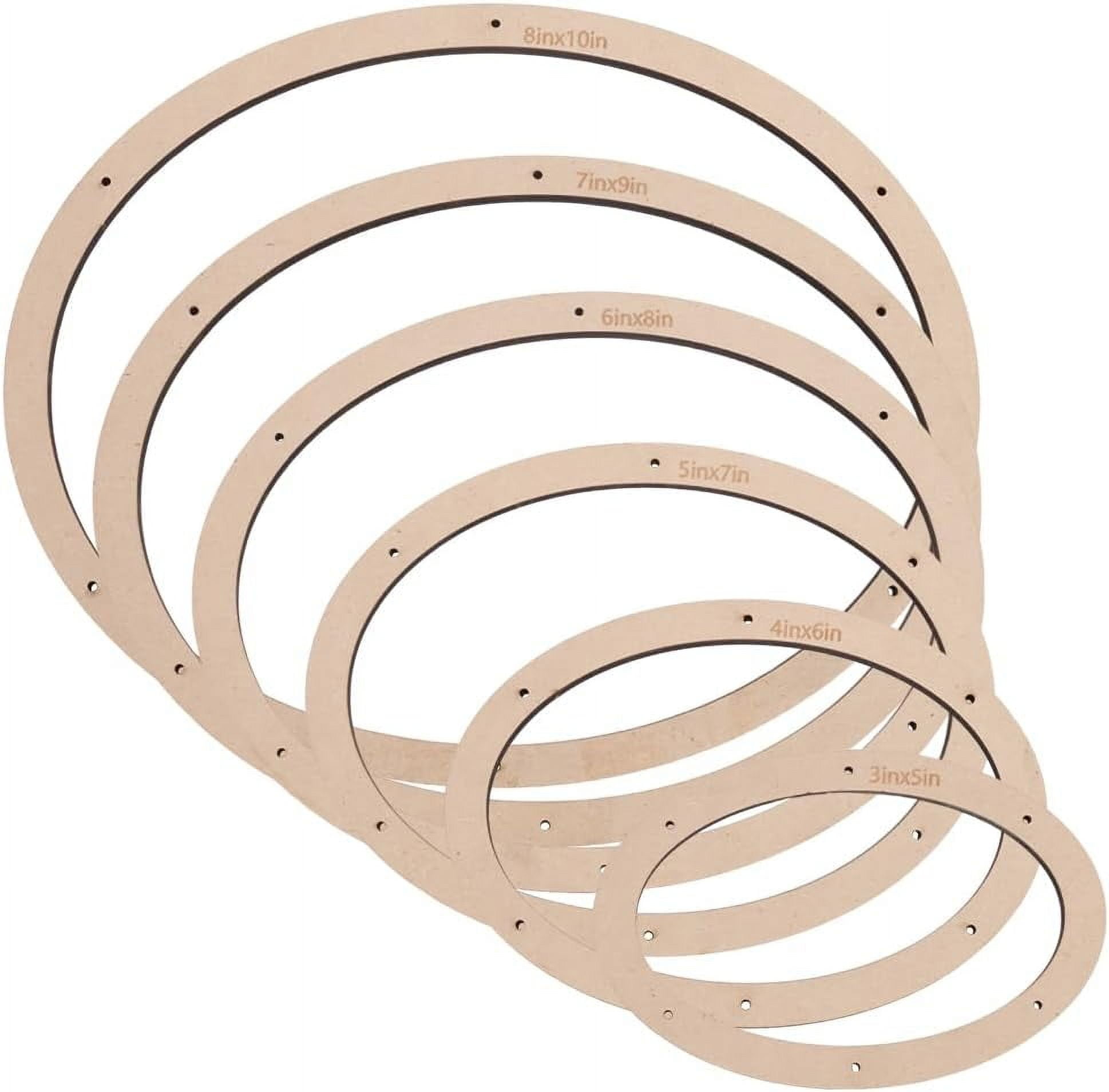 6 Pcs Stained Glass Oval Layout Frame 6 Size Handcrafted Colored Glass ...