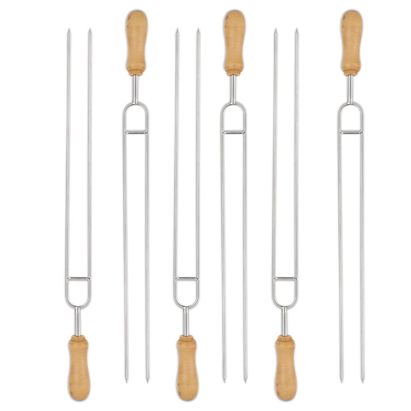 6 Pcs Stainless Steel Barbecue Brazing Fork Needle Grilling Skewers ...