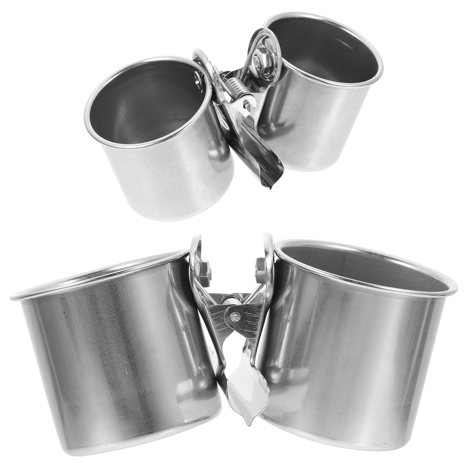 6 Pcs Stainless Steel Bird Bowl Parrot Water Cage Feeders Feeding Dish ...