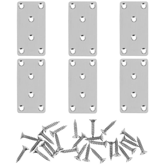 6 Pcs Stainless Steel Bracket Connection Plate Furniture Metal Braces ...