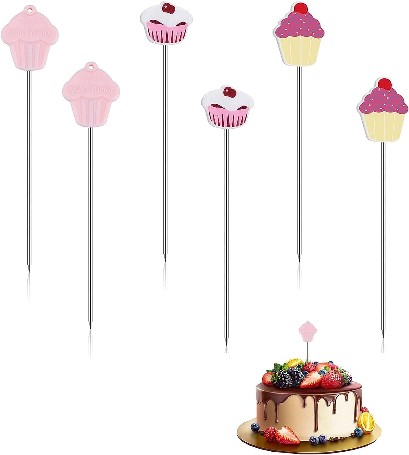 6 Pcs Stainless Steel Cake Tester Needles,Reusable Cake Tester skewers ...
