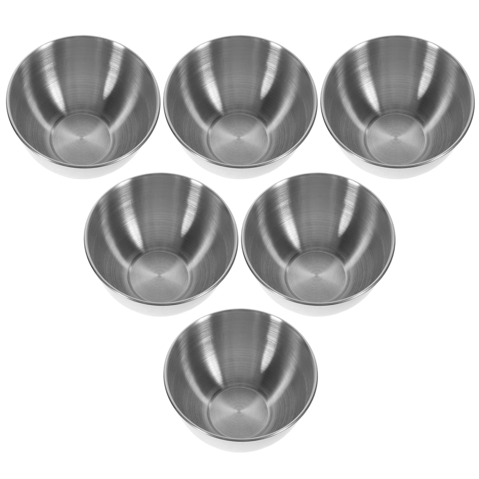 6 Pcs Stainless Steel Condiment Dishes Small Trifle Bowl Saucer Soy ...