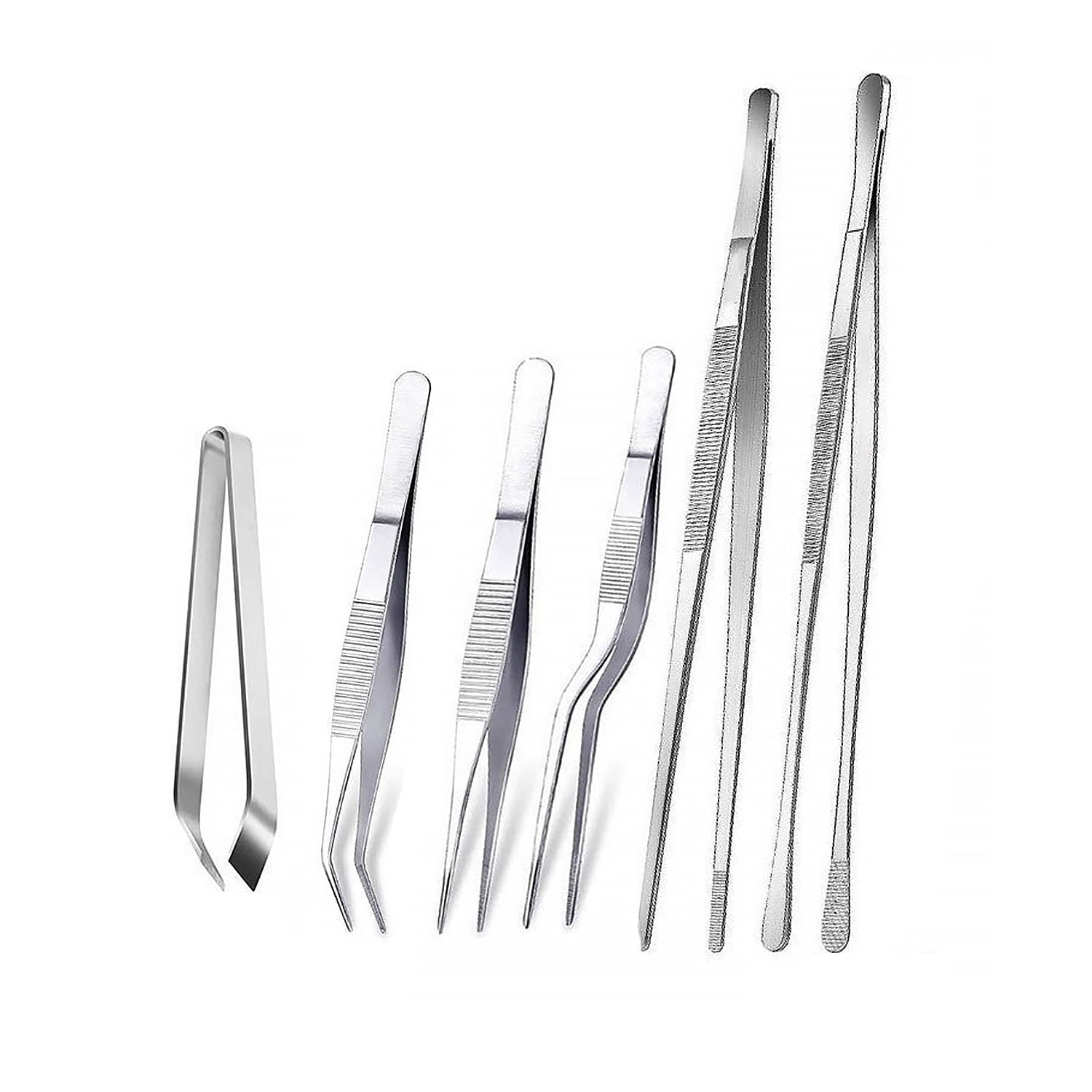 6 Pcs Stainless Steel Food Tweezers Set, Extra-Long and Fine Foood ...
