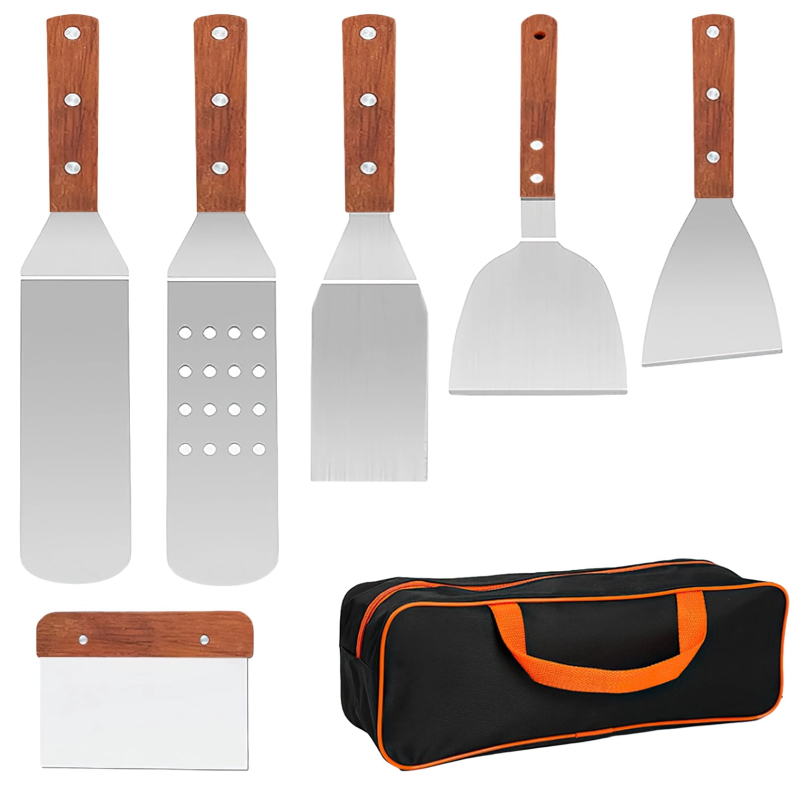 6 Pcs Stainless Steel Griddle Spatula Set, Heavy Duty BBQ Accessories ...