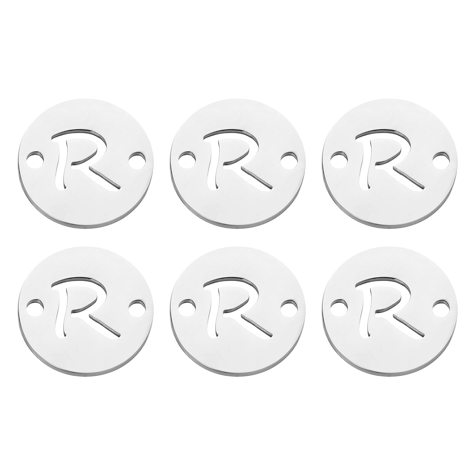 6 Pcs Stainless Steel Letter Charm, Alphabet Pendant Connector for DIY ...