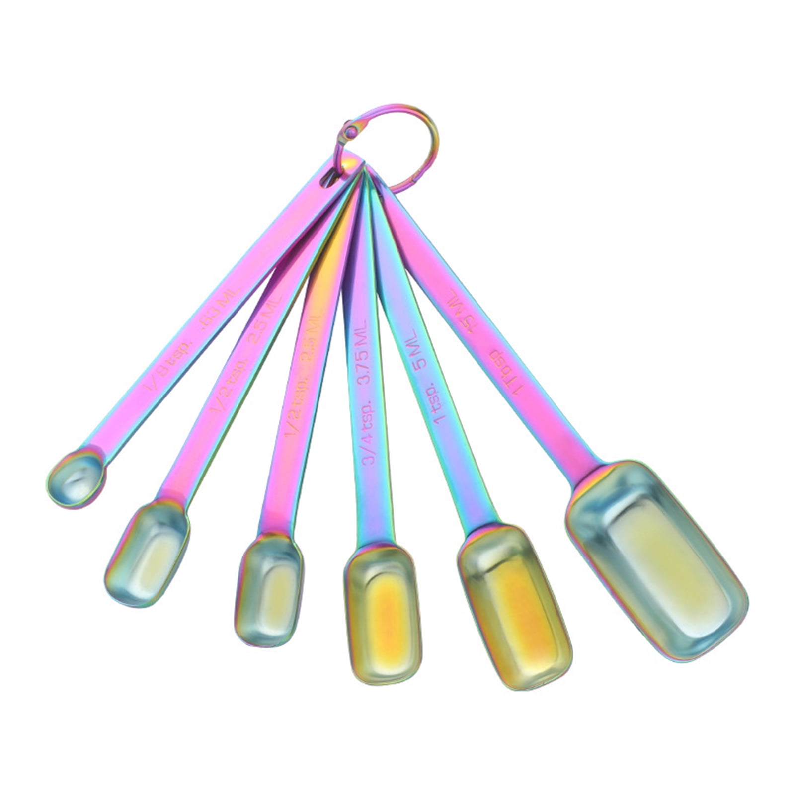 6 Pcs Stainless Steel Measuring Spoons Set Kitchen Teaspoon Coffee ...