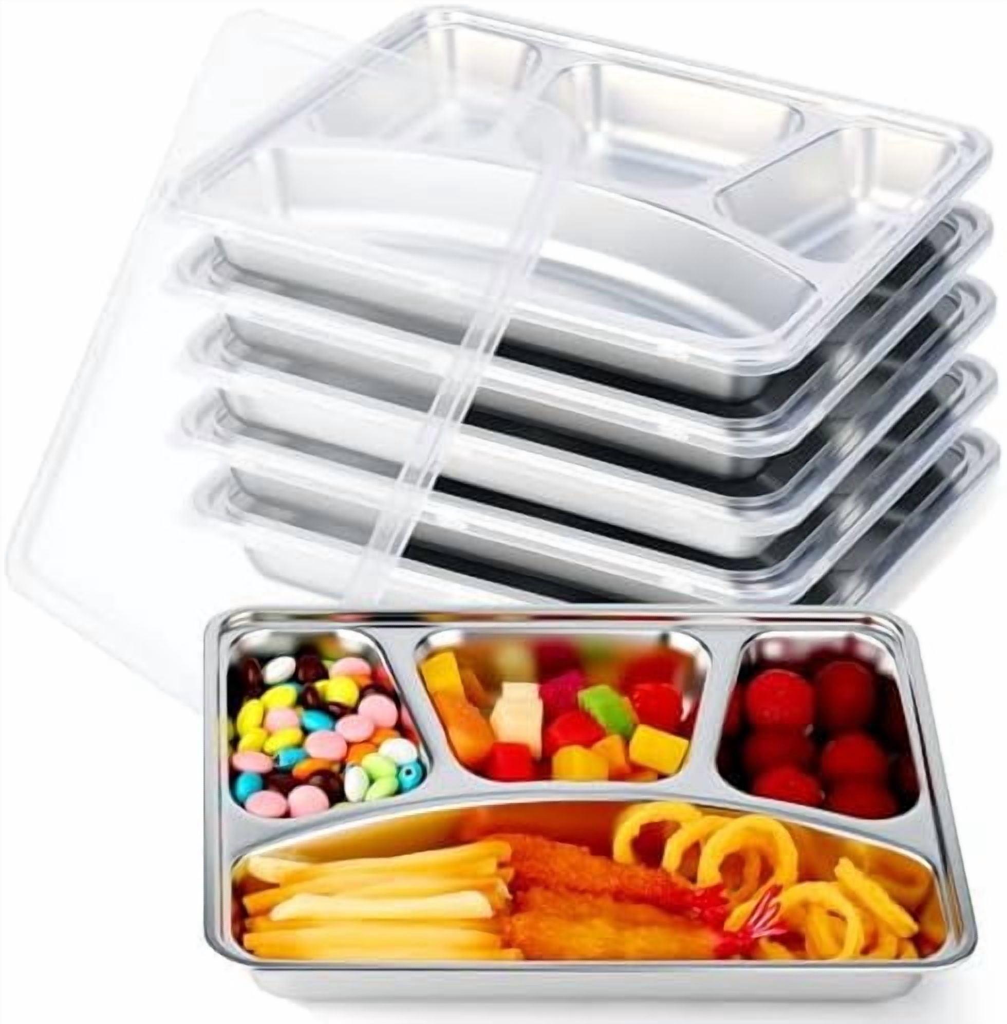6 Pcs Stainless Steel Snack Containers with Clear Flexible Lids Large 4 ...