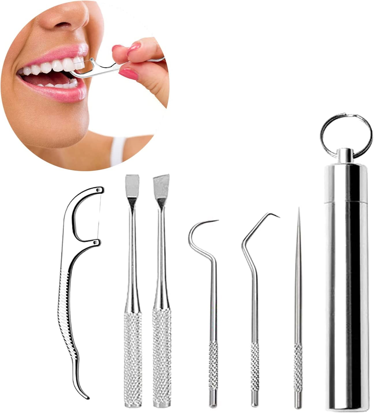 6 Pcs Stainless Steel Toothpick Set, Reusable Toothpick Metal ...
