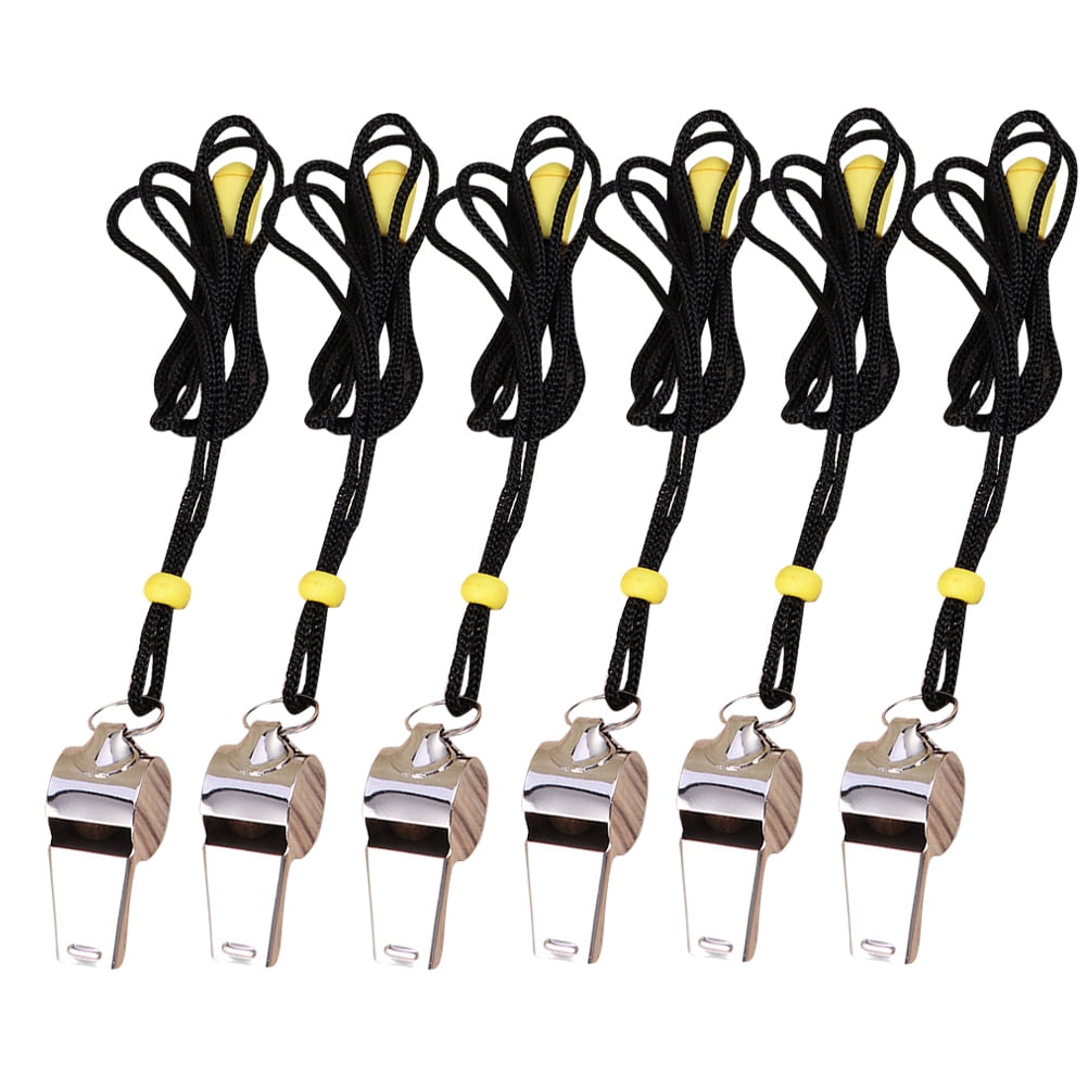 6 Pcs Stainless Steel Whistles Metal First Aid Whistles with Lanyard ...