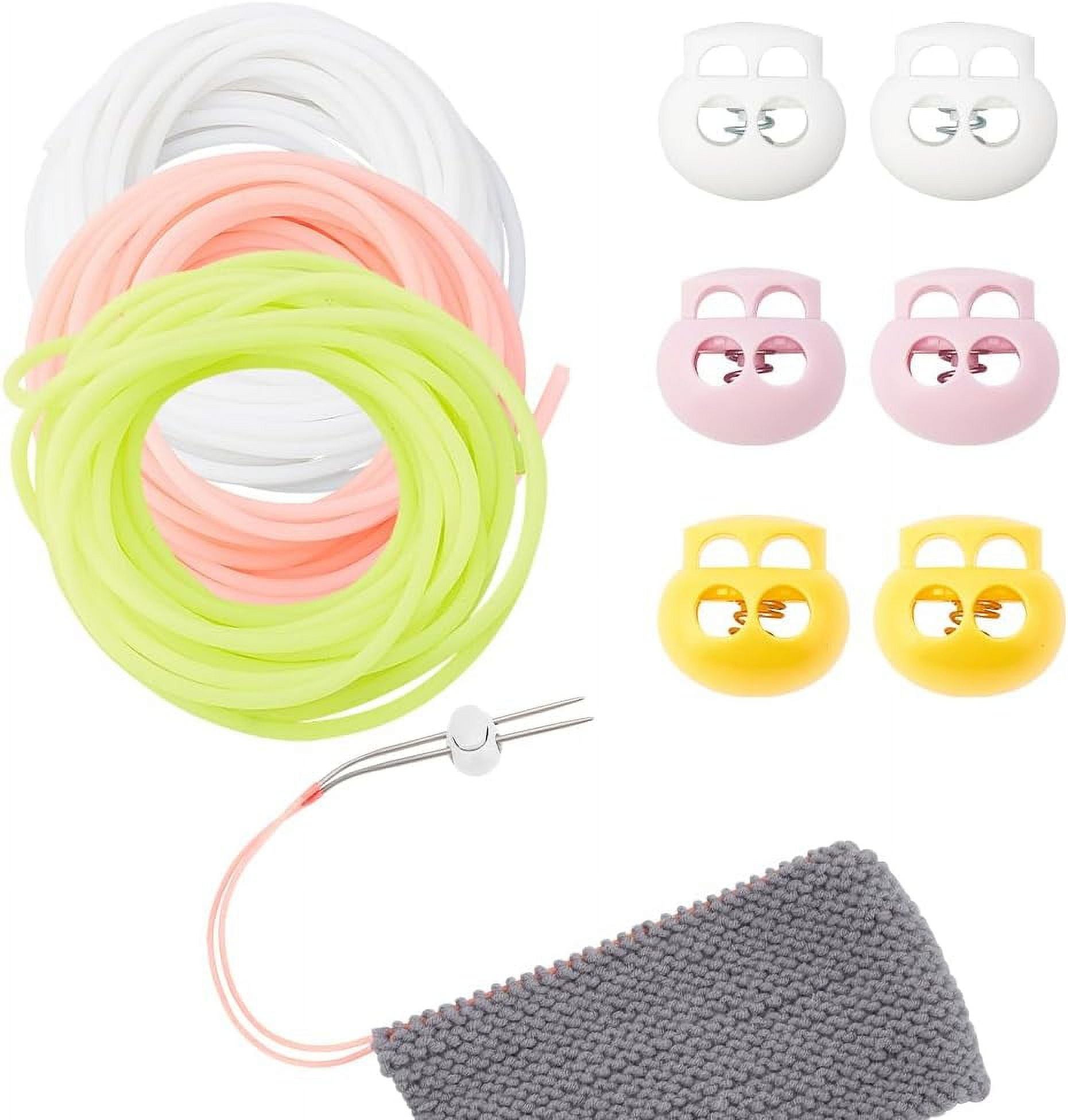 6 Pcs Stitch Stopper Set 3 Colors Oval 2-Hole Plastic Cord Locks with 3 ...