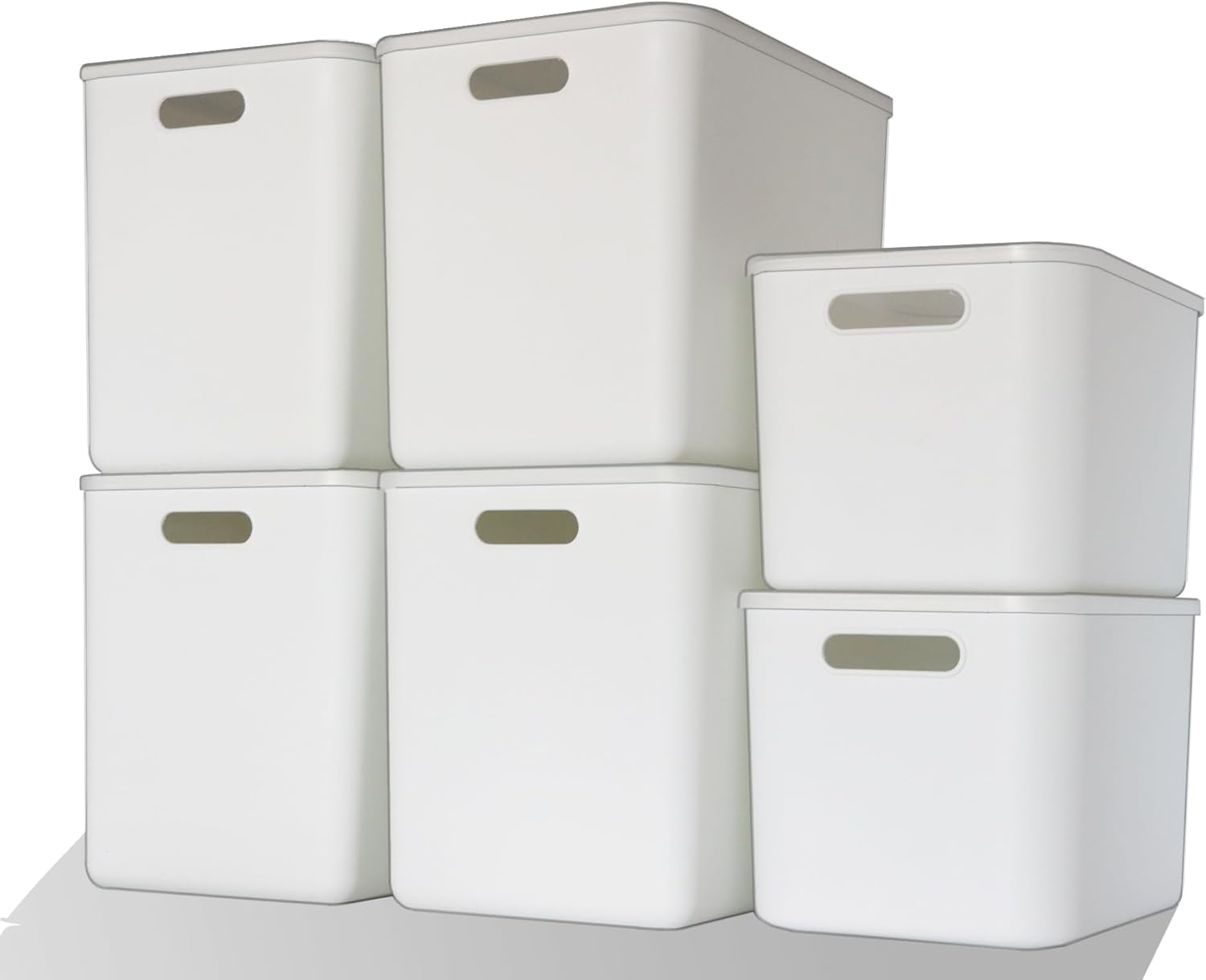 6 Pcs Storage Bins with Lids, Stackable Plastic Storage Containers for ...