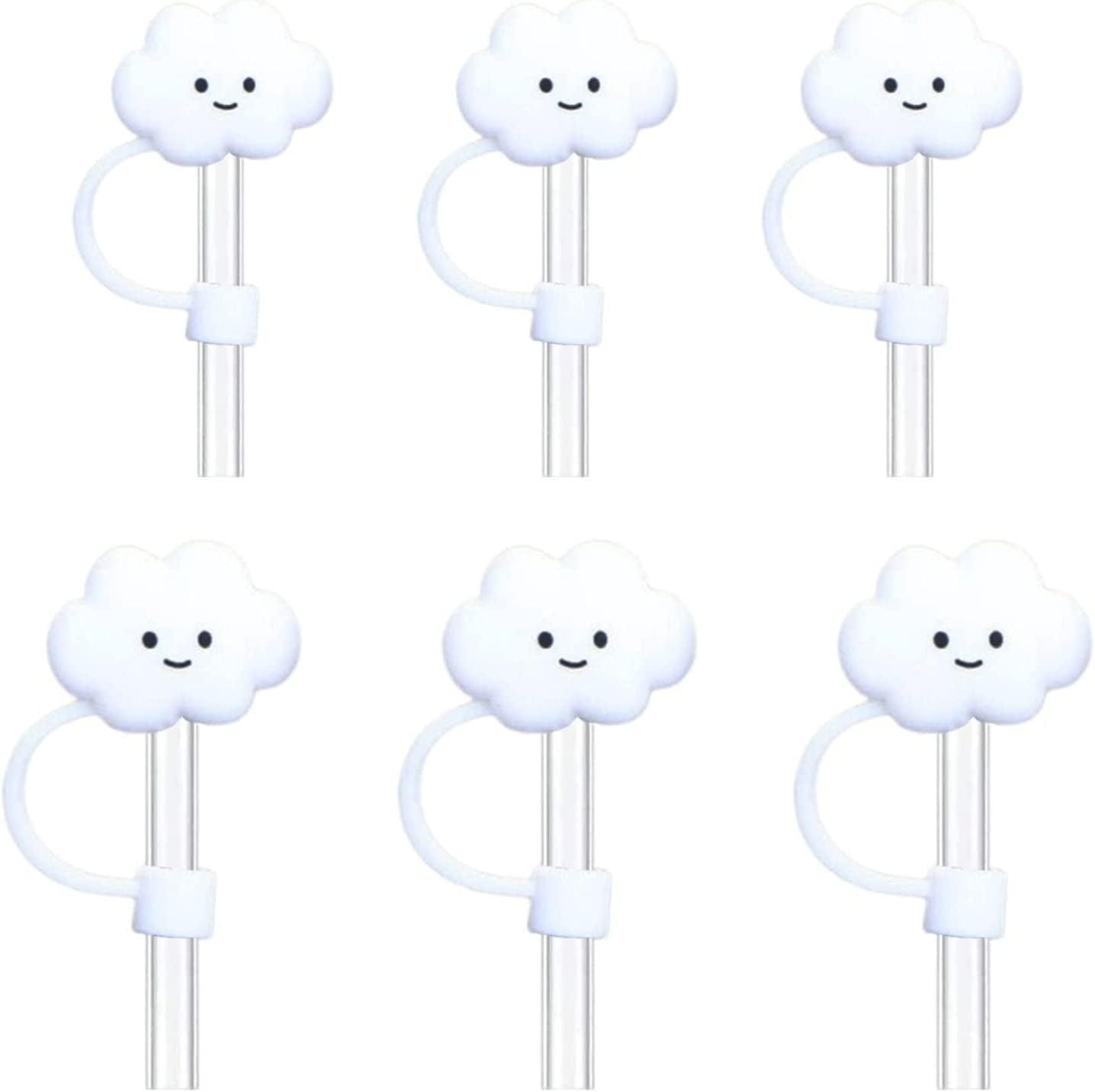6 Pcs Straw Tips Cover, Cloud Shape Straw Cover, Reusable Silicone ...