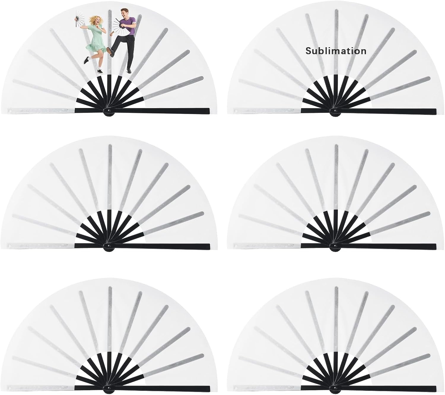 6 Pcs Sublimation Clack Fan Blanks White Polyester Sublimation Blank ...