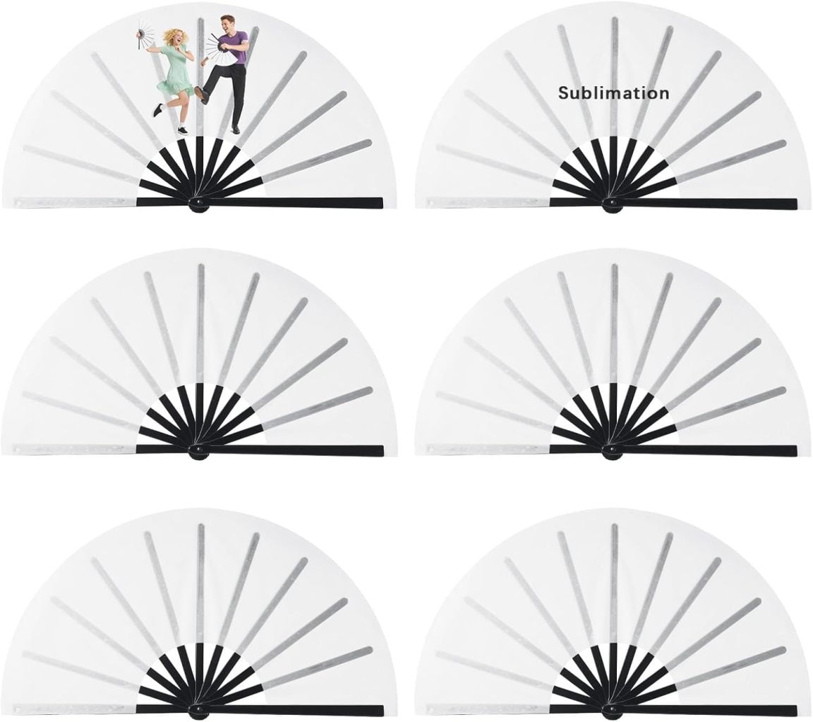6 Pcs Sublimation Fan Blanks White Polyester Sublimation Blank Hand Fan ...