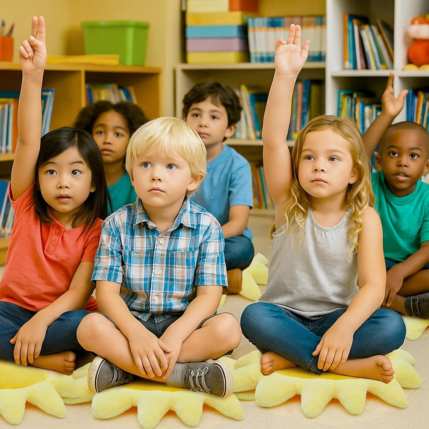 6 Pcs Sun Shaped Floor Cushions for Classroom 15 Inches Flexible ...