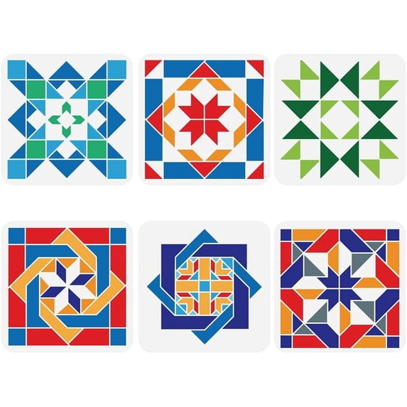 6 Pcs Sunshine Barn Quilt Stencil 7.87x7.87 Inch Kaleidoscope Quilt ...