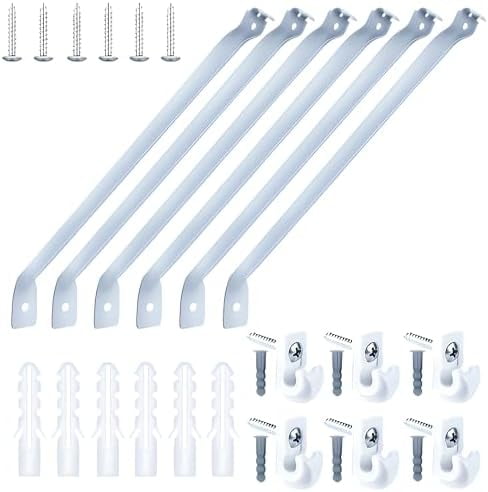 6 Pcs Support Brackets for Wire Shelving 17 Inch White Metal Wire Shelf ...