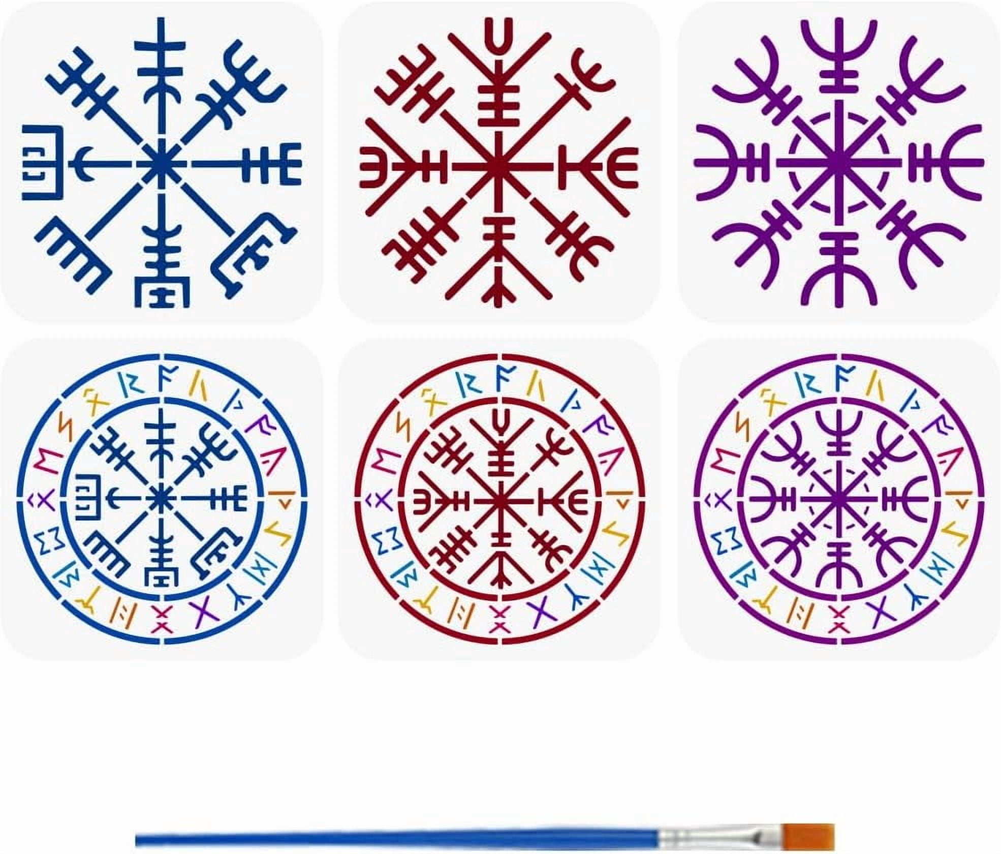 6 Pcs Symbol Painting Stencil with a 16cm Paint Brush 5.9x5.9inch ...