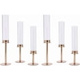 6 Pcs Tall Gold Metal Candlestick Holder, Clear Glass Candle Holders ...
