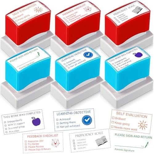 6 Pcs Teacher Stamps for Grading Self Inking Behavior Stamps for ...