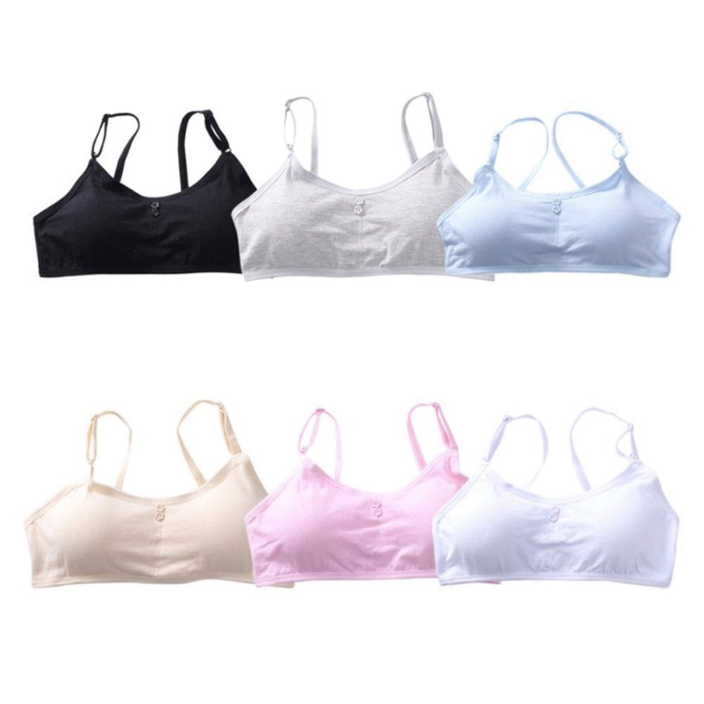 6 Pcs Teens Girls Training Bras Big Kids Lightly Padded Adjustable ...