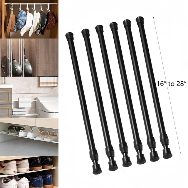 6 Pcs Tension Rod, Adjustable 16"-28" Tension Rods for Window, Closet ...