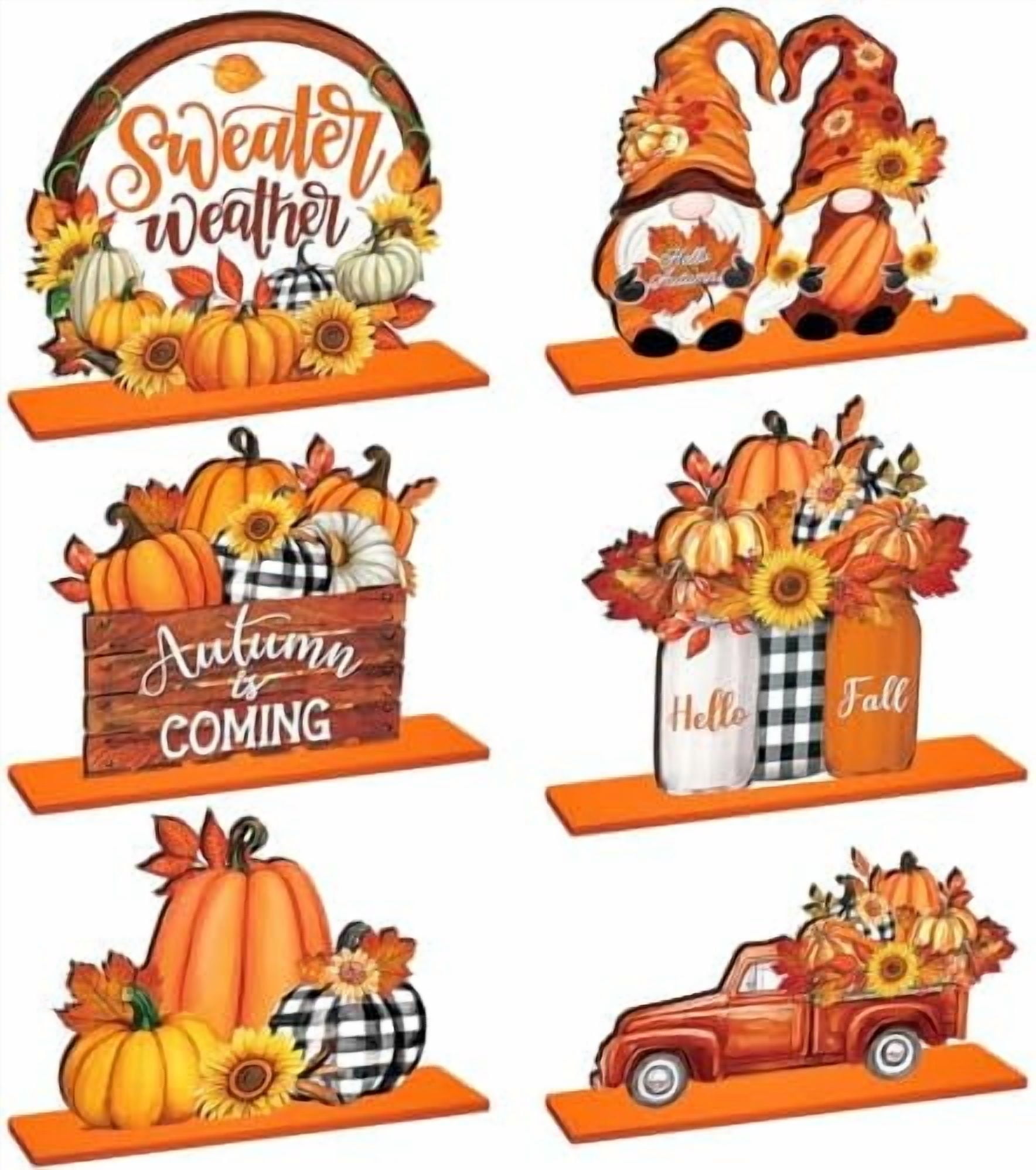 6 Pcs Thanksgiving Table Decorations Wooden Fall Table Centerpieces ...